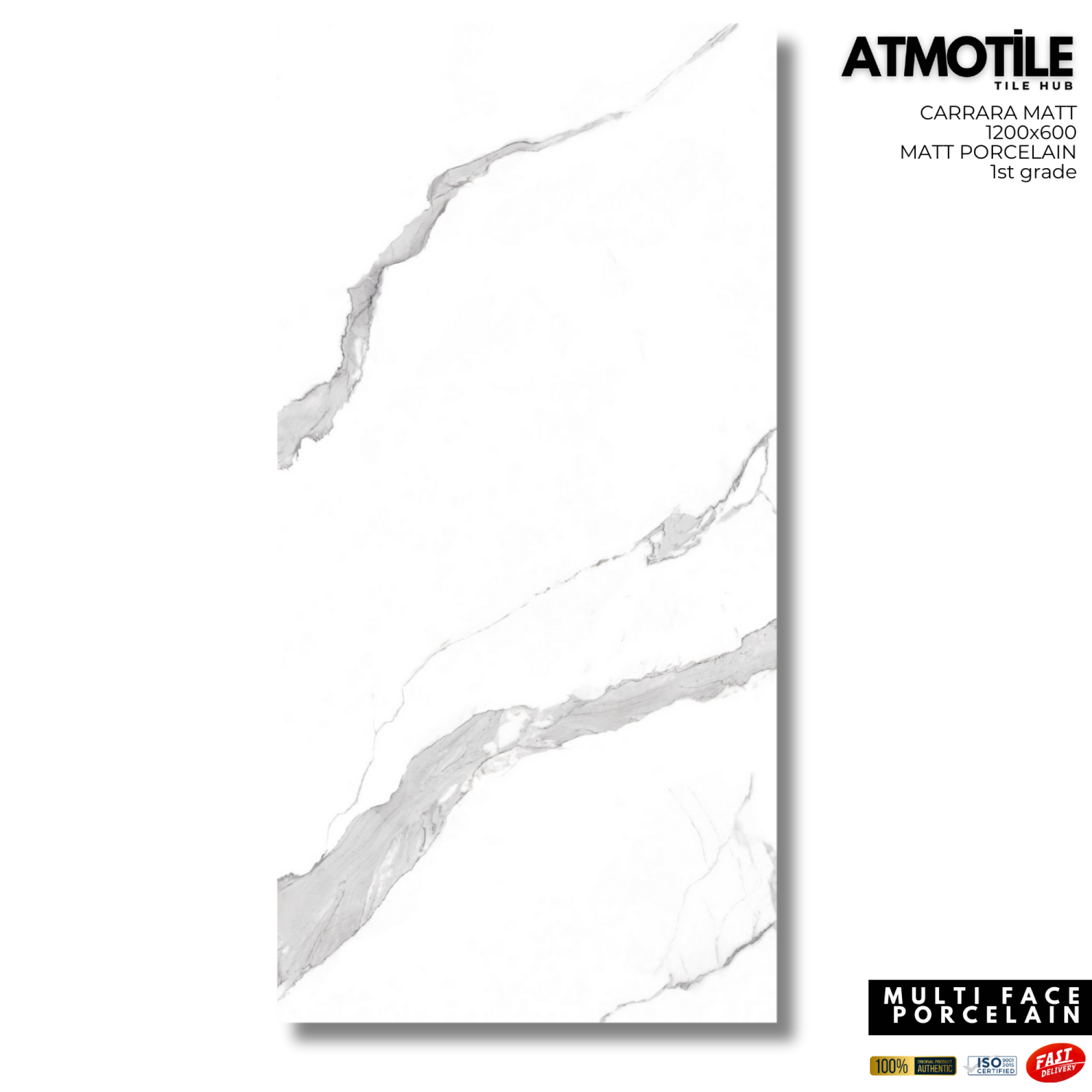 1200x600 Carrara Matt Porcelain Tile